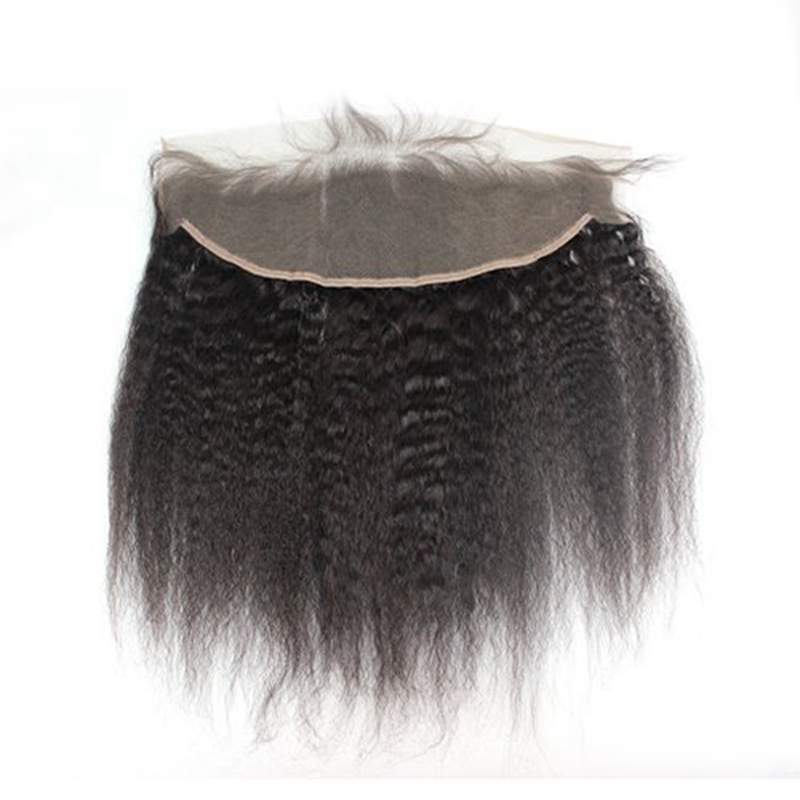 BossWigs Kinky Straight Frontal Human Hair Closure 13×4 Ear To Ear ...