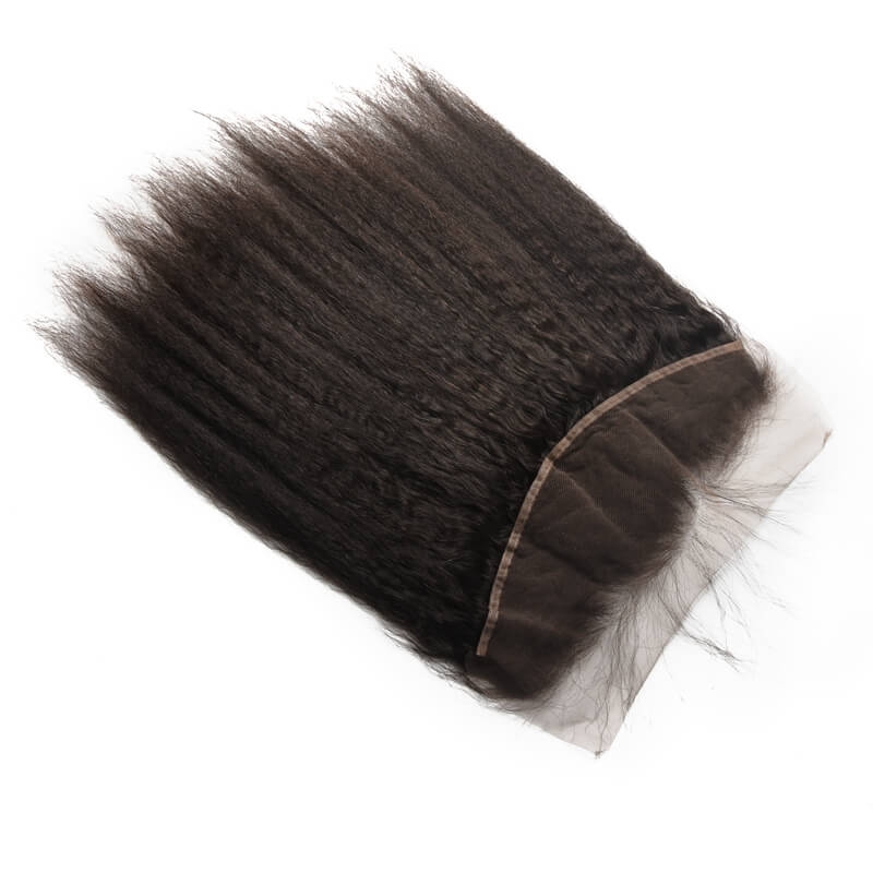 BossWigs Kinky Straight Frontal Human Hair Closure 13×4 Ear To Ear ...